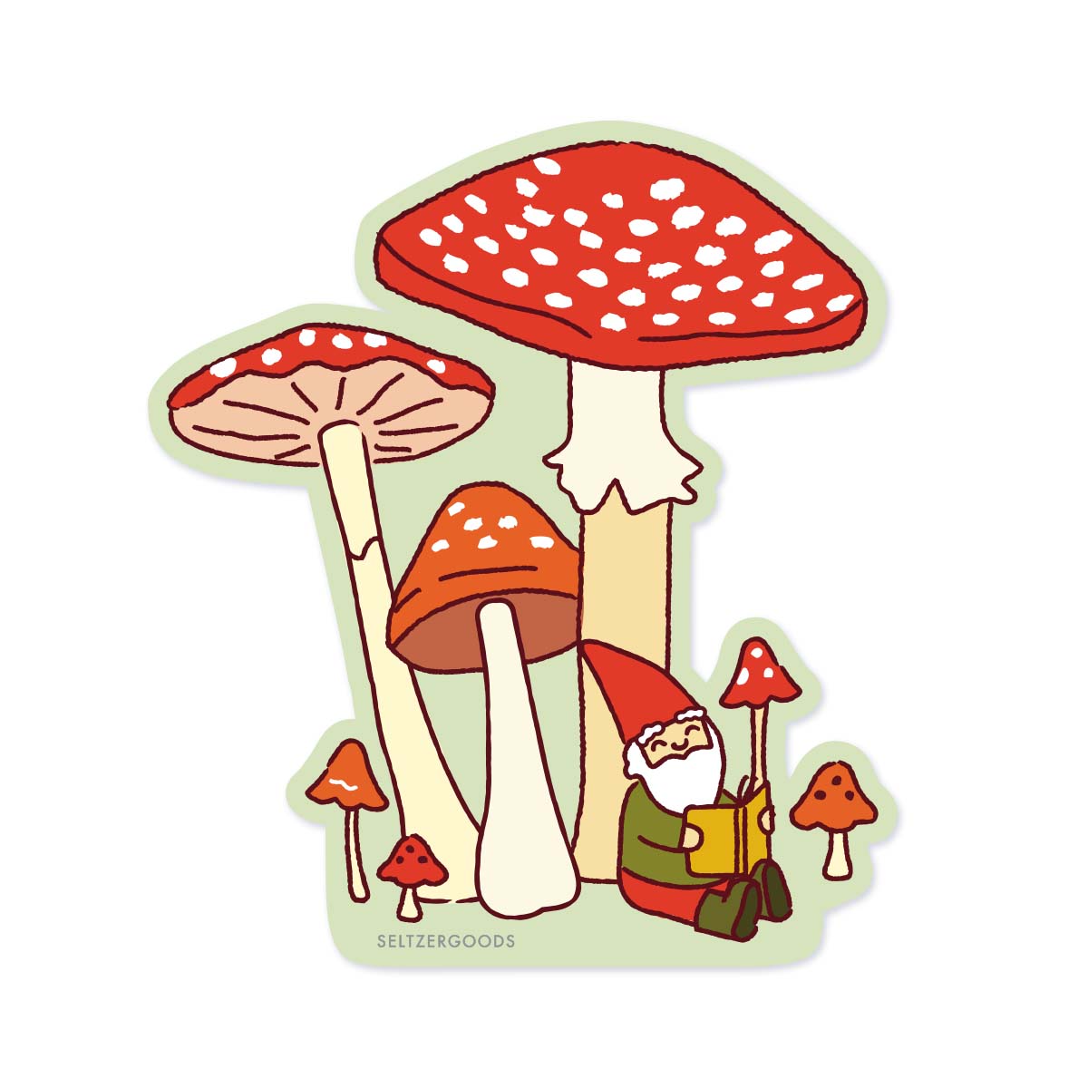 Gnome Mushroom Sticker | Seltzer Goods